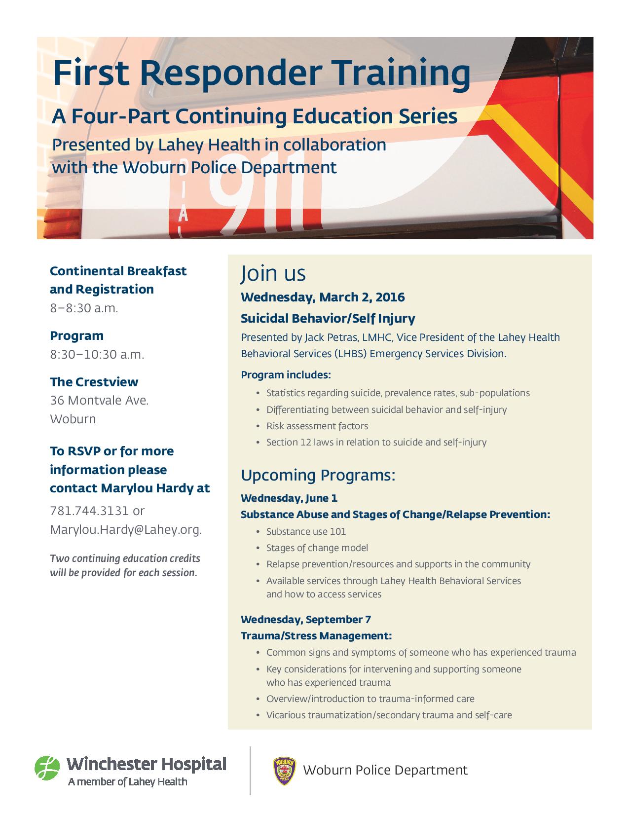 First Responder Training: A Four-Part Continuing Education Series ...